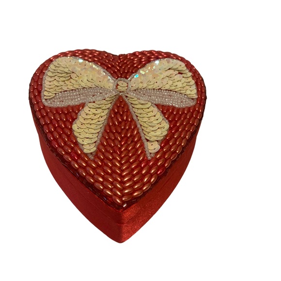 Storage & Organization | Vintage Heart Shaped Sequined Satin Decorative ...